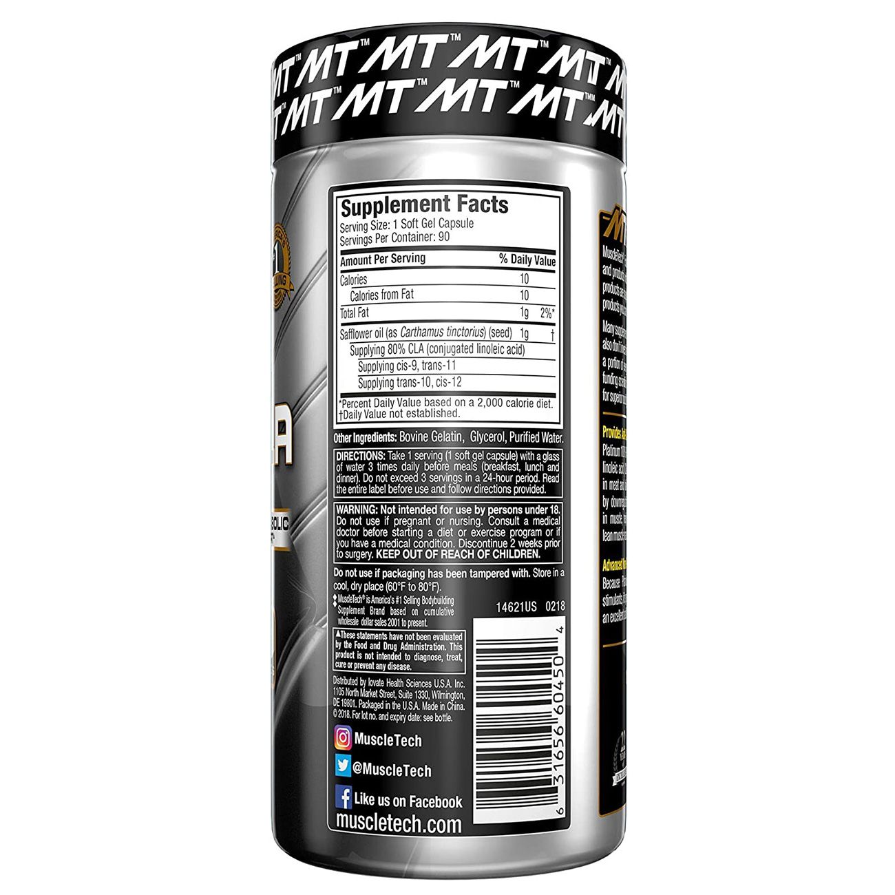 MuscleTech, Platinum 100% Pure CLA, 90 Softgels | Zone Nutrition